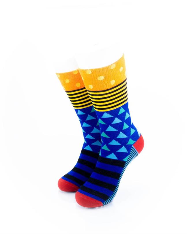 Crazy Pattern Blue Yellow Socks — CoolDeSocks | Online Shop